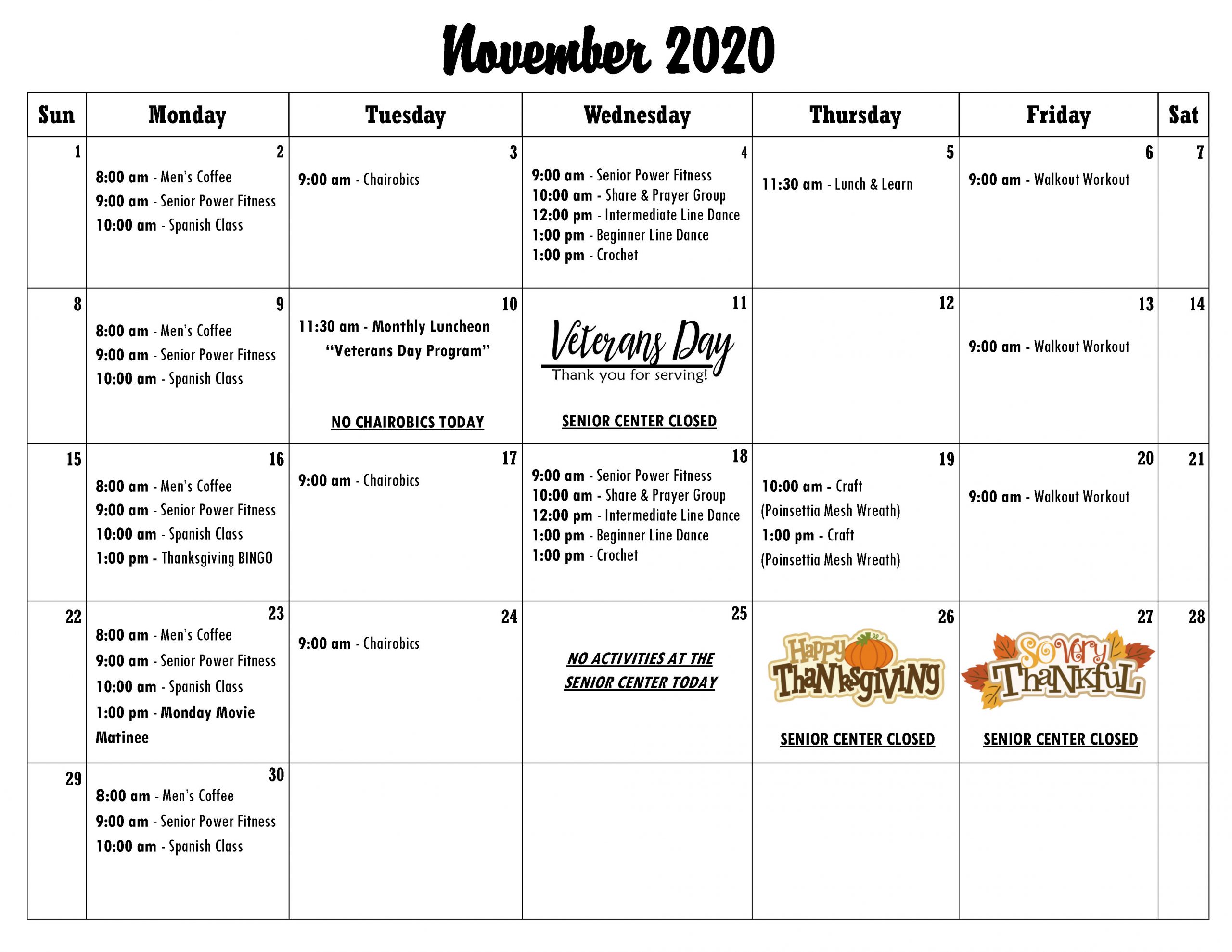 Senior Services Calendar - City of Pearl