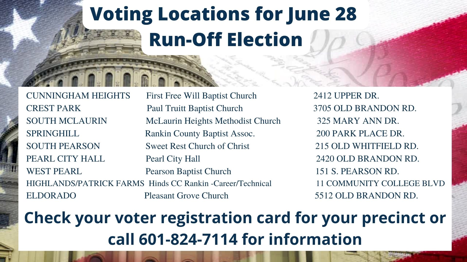 Vote in the Congressional Run-Off Election Tuesday. - City of Pearl