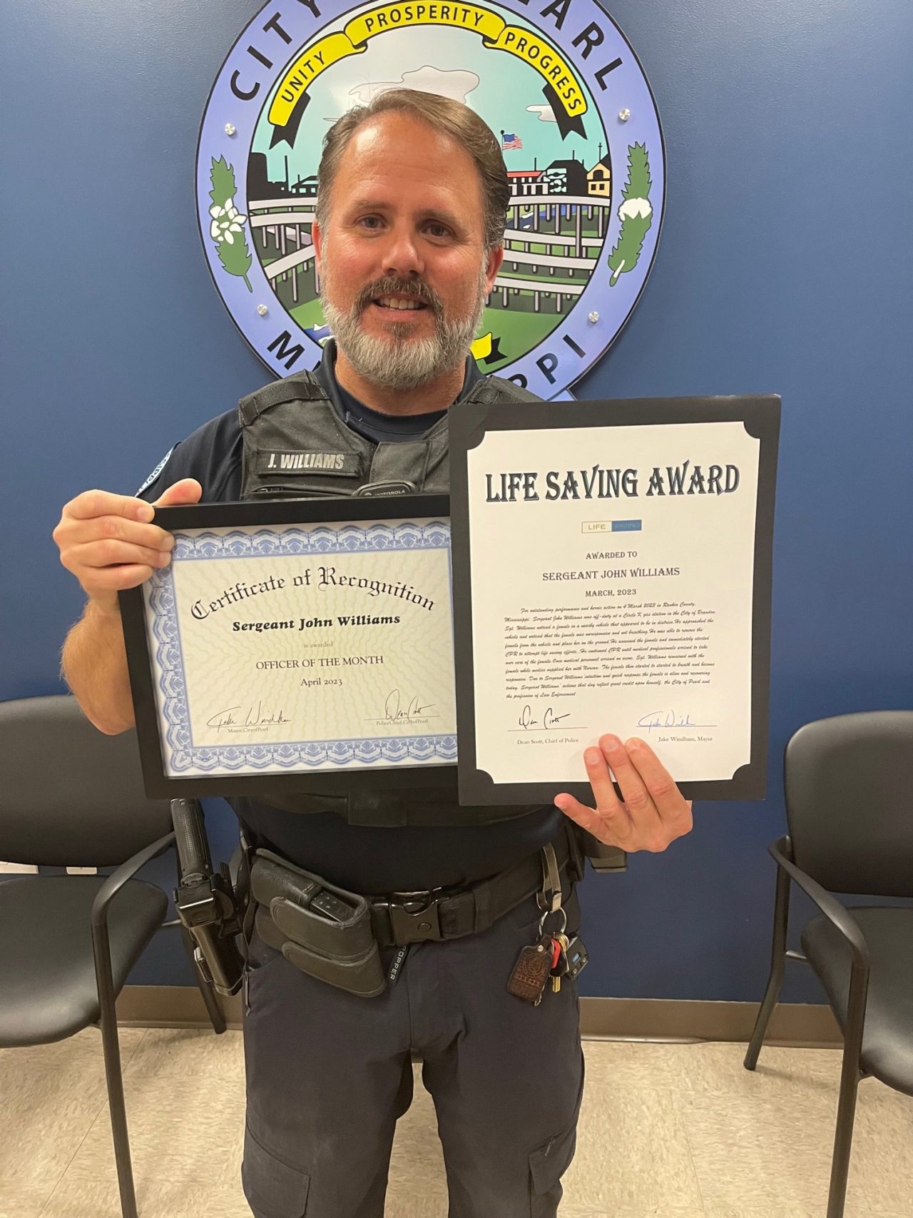 Pearl PD Sgt. Williams Honored with Life Saving Award - City of Pearl